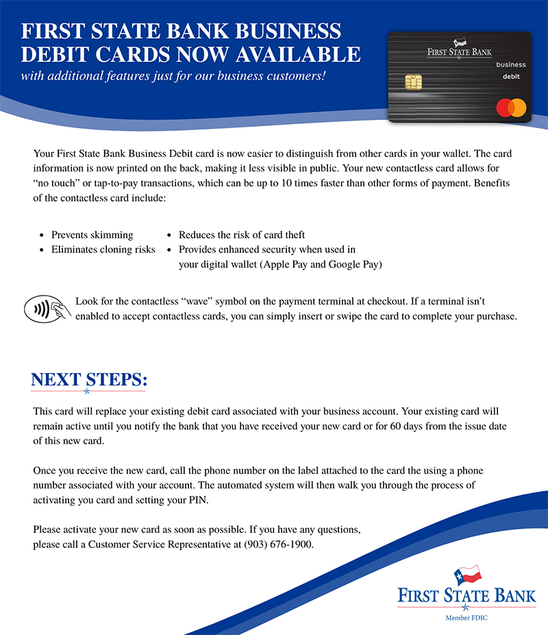 Business Debit Cards Now Available! | First State Bank | Athens - Gun ...