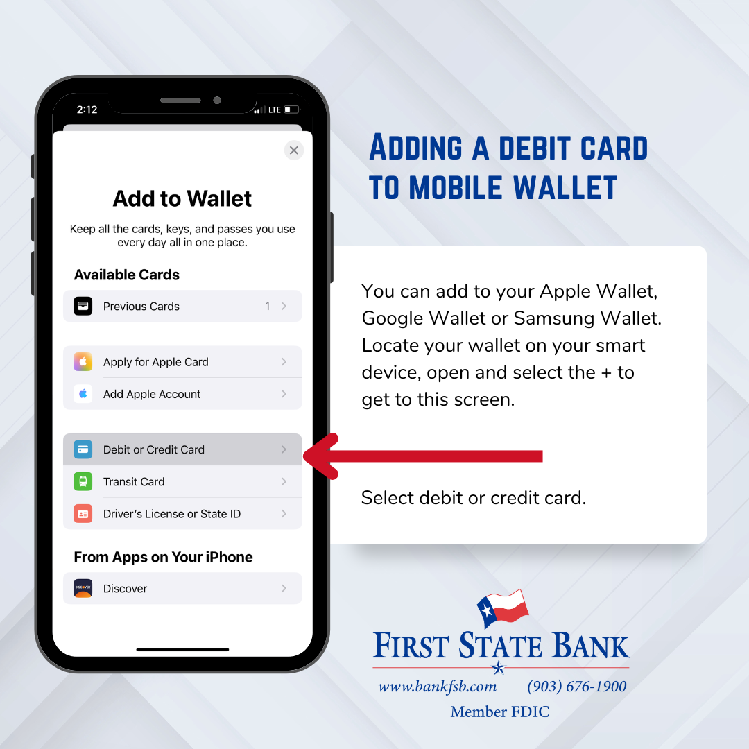 Adding Cards to Your Mobile Wallet | First State Bank | Athens - Gun ...