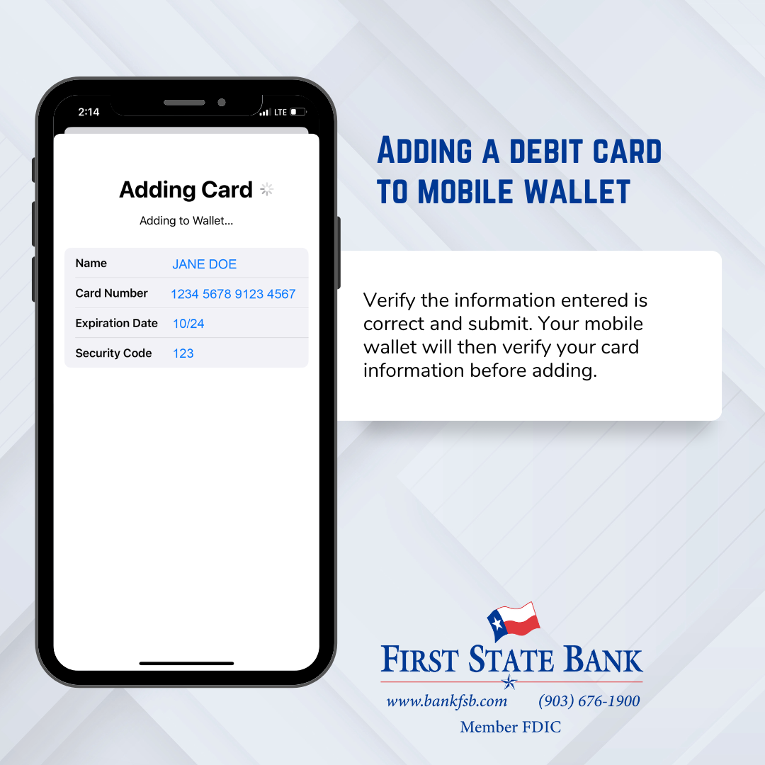 Adding Cards to Your Mobile Wallet | First State Bank | Athens - Gun ...